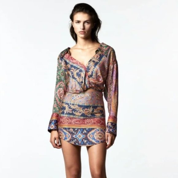 Zara | Other | Zara Printed Boho Cropped Top And Skirt Set | Poshmark